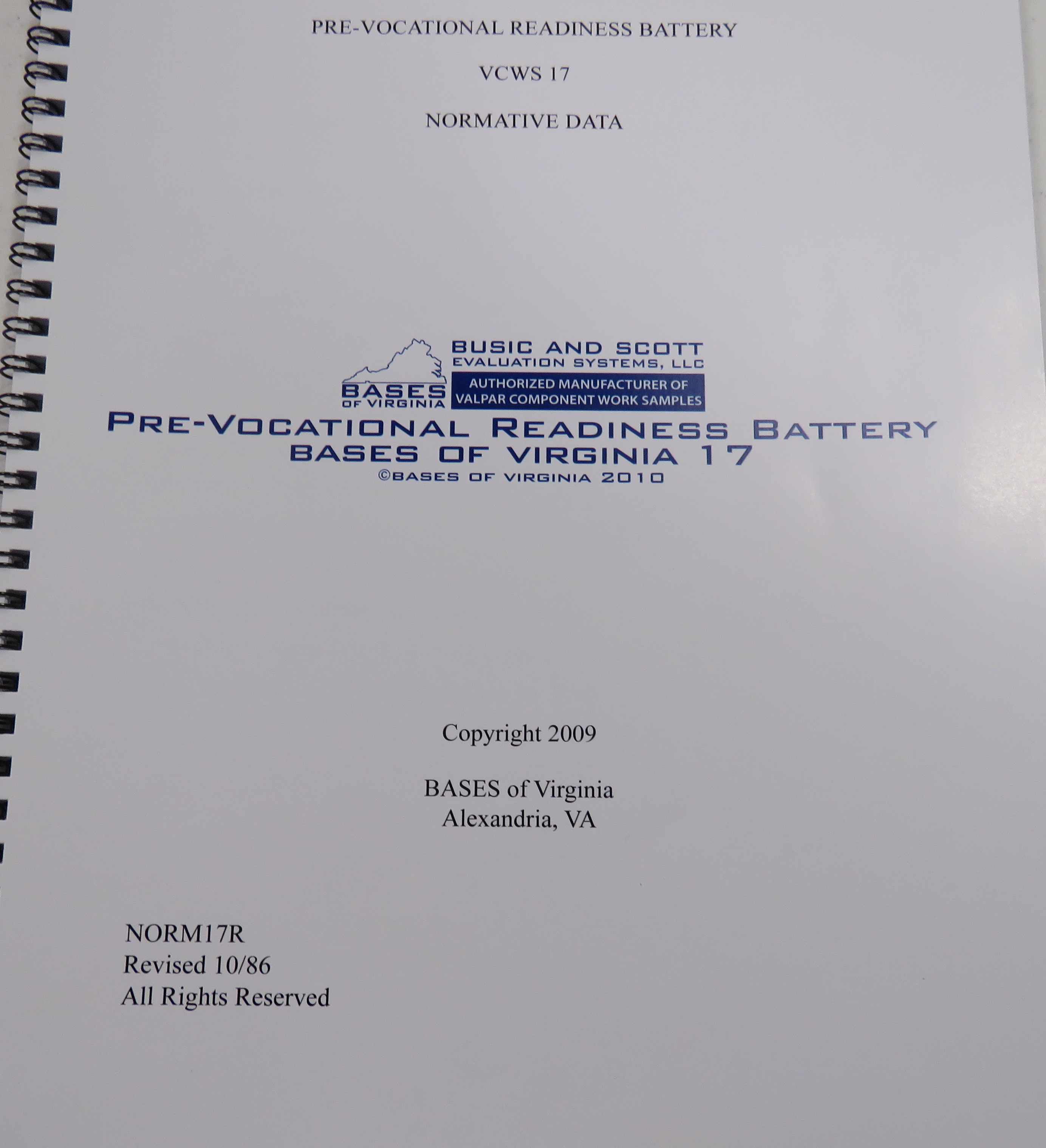 NORM17R Norm Manual - Bases of Virginia